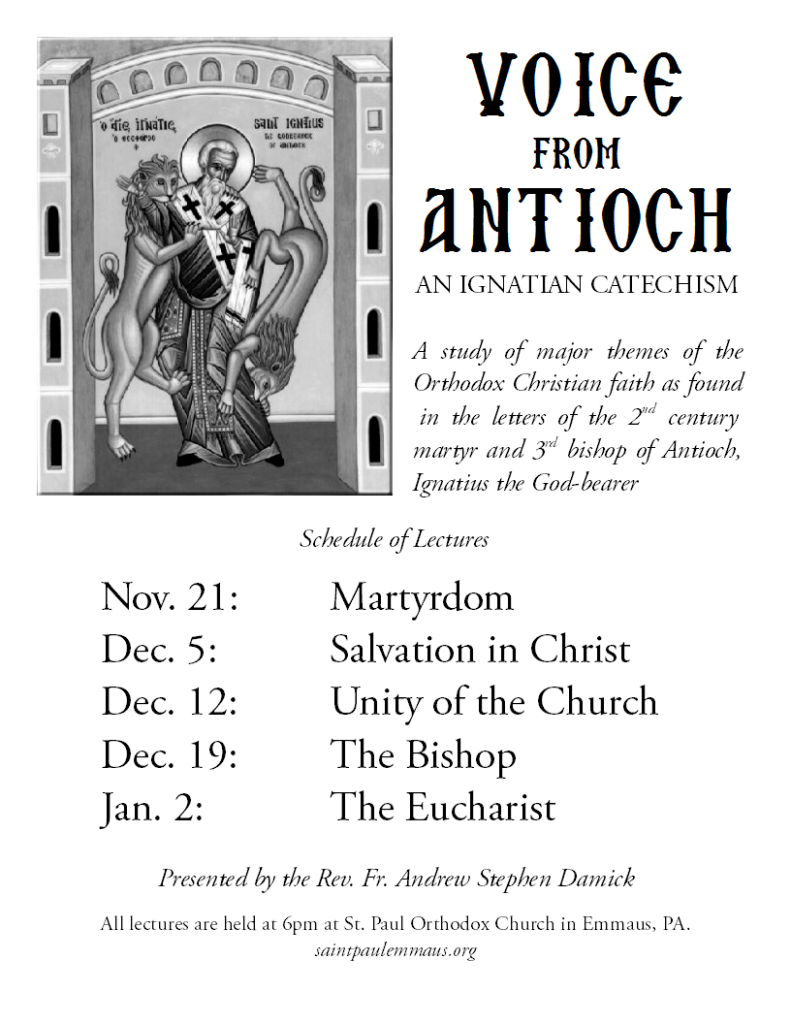 Voice from Antioch: An Ignatian Catechism — Fr. Andrew Stephen Damick
